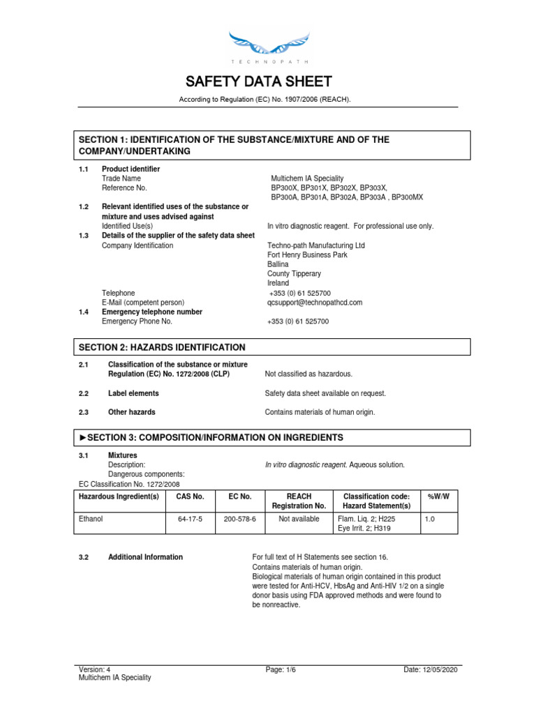SAFETY DATA SHEET | PDF | Toxicity | Waste