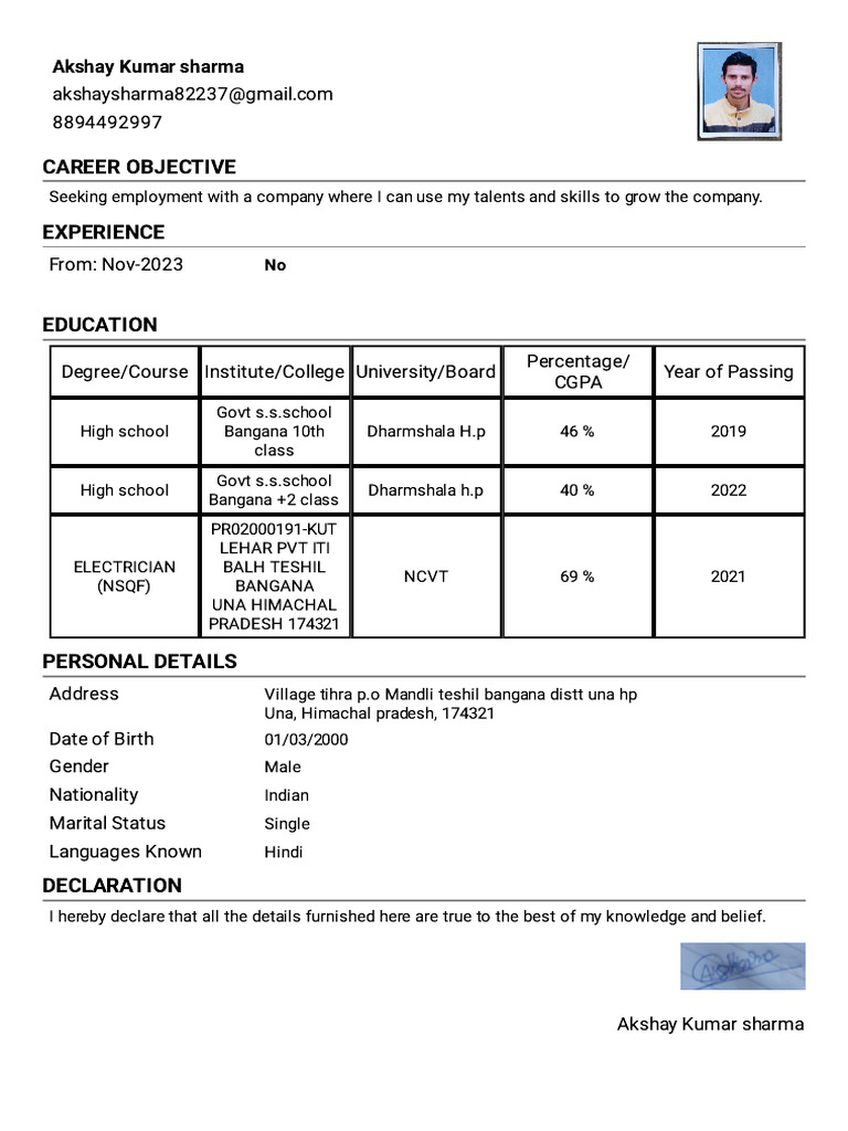 Resume - Akshay Kumar Sharma - Format1 | PDF