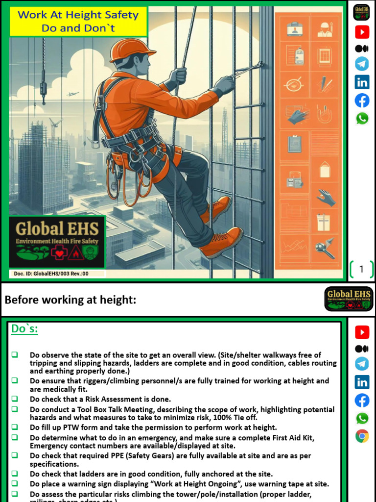 Work at Height Safety Guidelines | PDF | Personal Protective Equipment ...