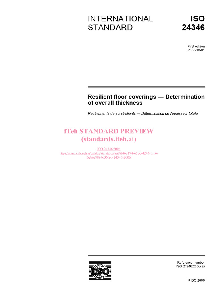 (Full) ISO-24346-2006 - Resilient Floor Coverings - Determination of Overall Thickness | PDF ...