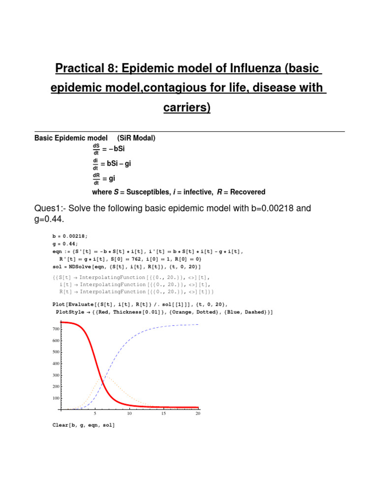 Practical 8 (Epidemic Model of Influenza) | PDF | Diseases And ...