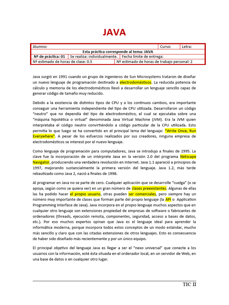 Pr03 Presentación Java Pdf Java Lenguaje De Programación Máquina Virtual De Java 