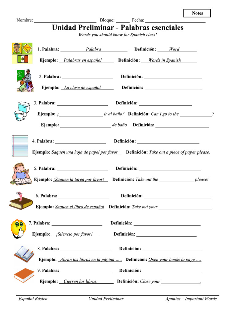 palabras esenciales essential words 1 | PDF