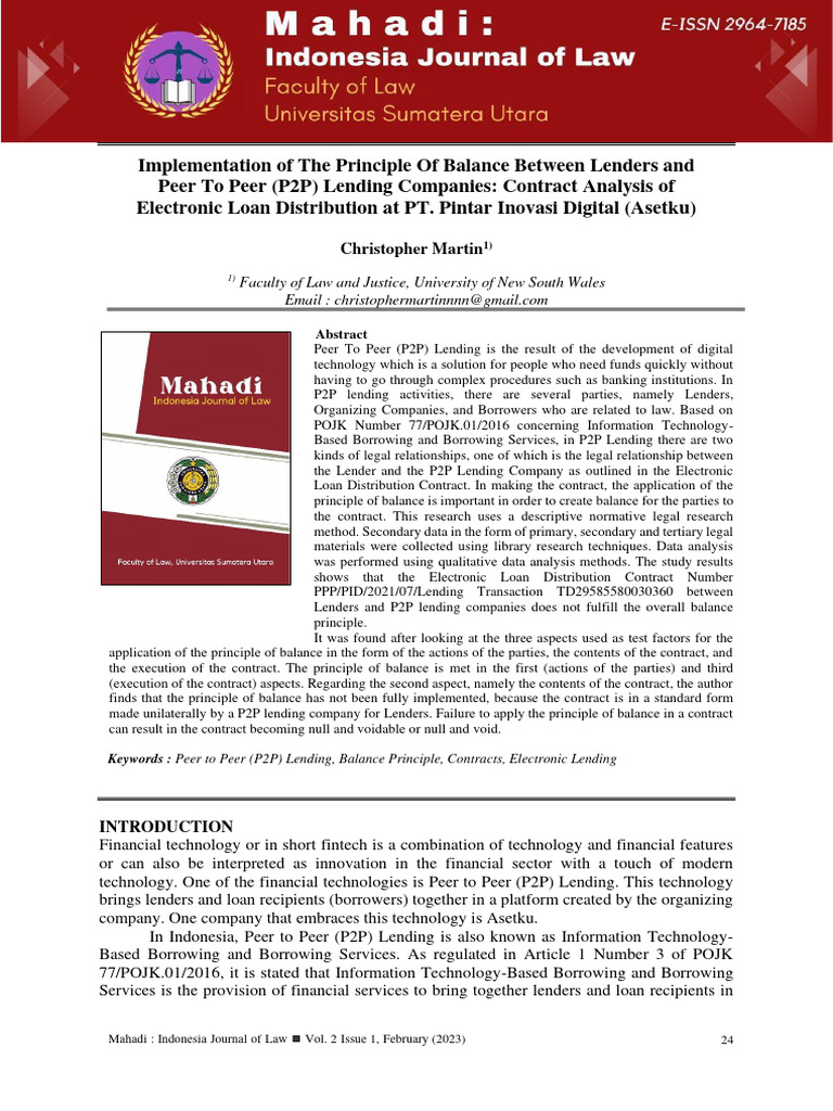 P2P Lending Contract Balance Analysis | PDF | Loans | Arbitration