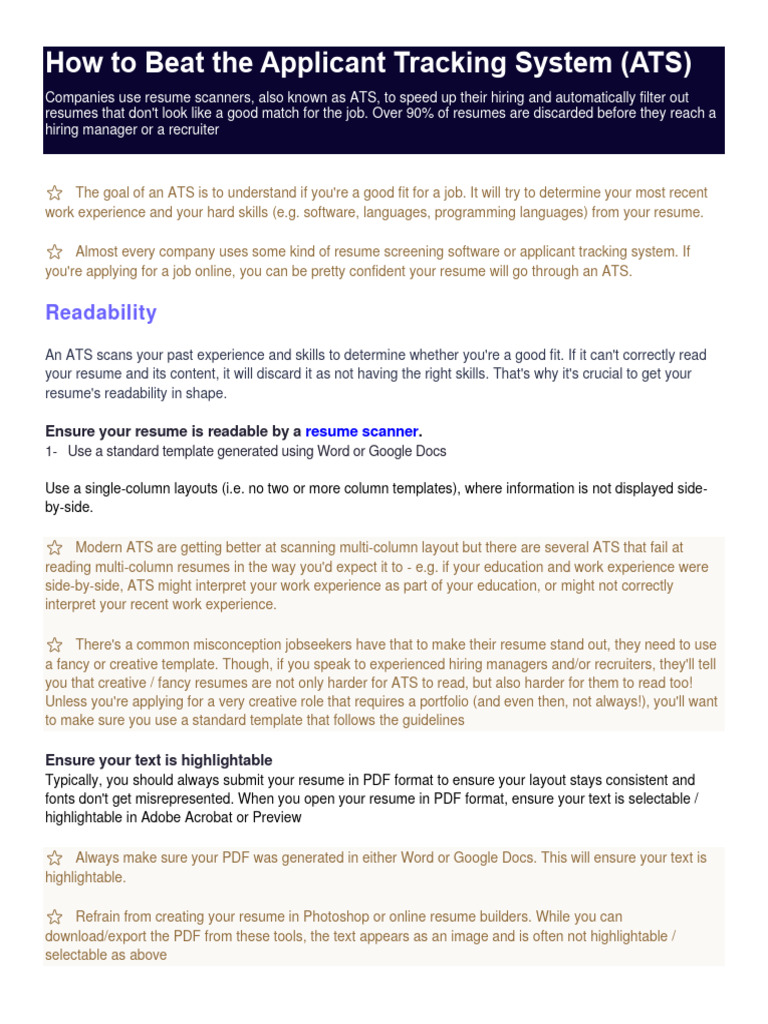How To Beat The Applicant Tracking System | PDF | Résumé | Microsoft Word