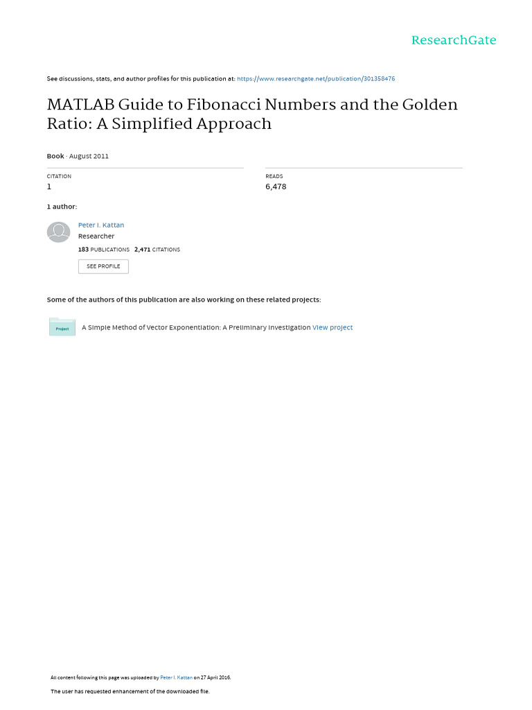MATLAB Guide To Fibonacci Numbers and The Golden Ratio: A Simplified Approach | PDF | Equations ...