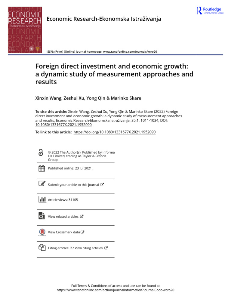 FDI and Economic Growth Analysis | PDF | Foreign Direct Investment | Economic Growth