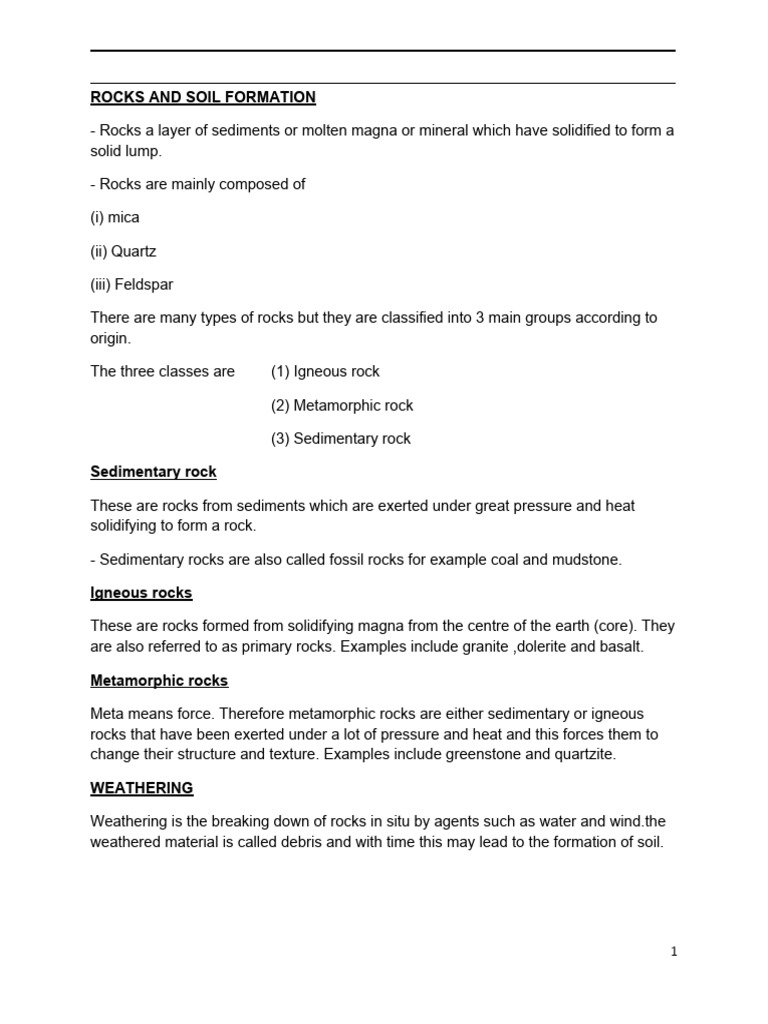 Geography Rocks and Soil Formation | PDF | Erosion | Weathering