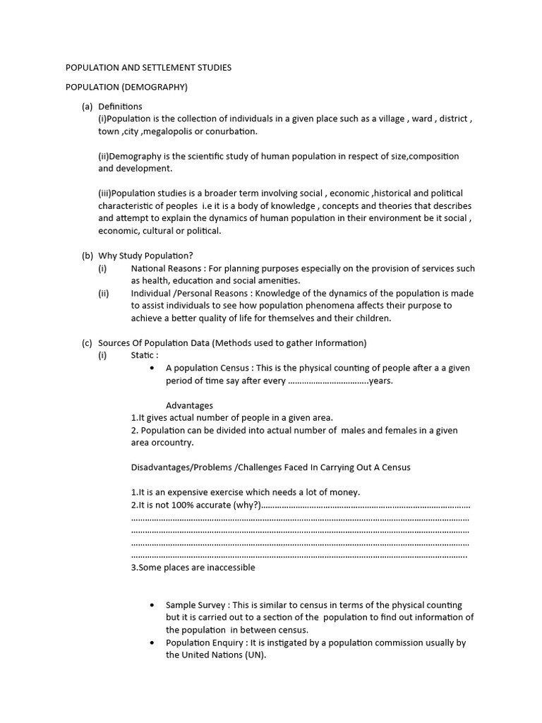 Population And Settlement Studies Pdf Human Migration Demography