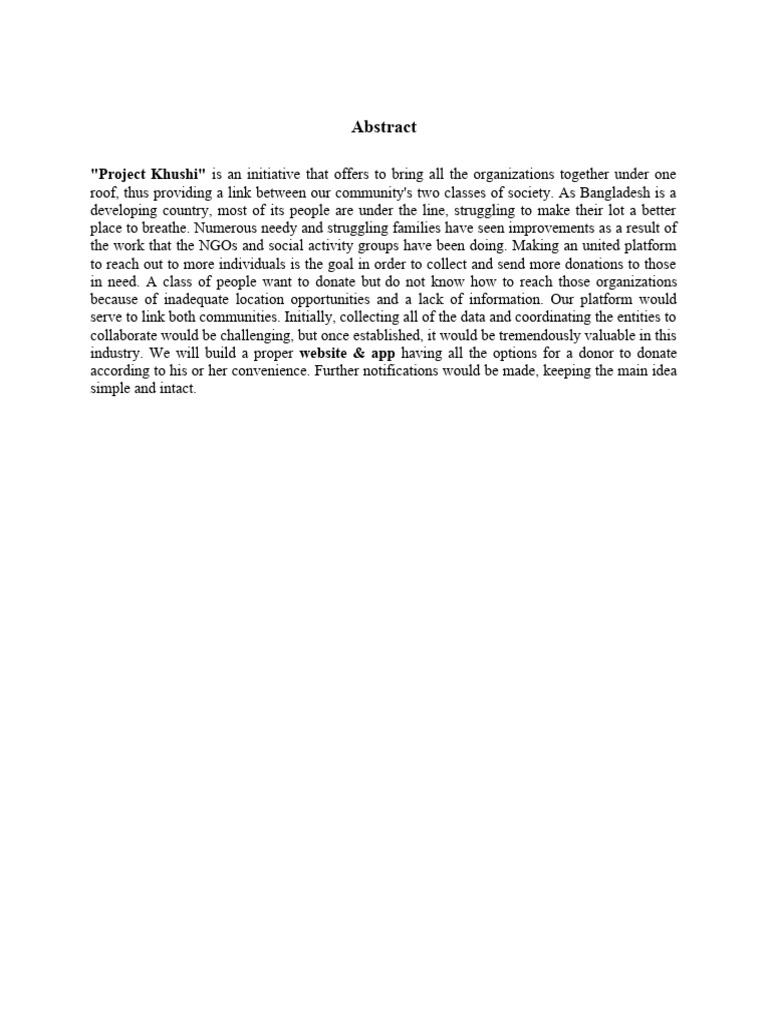 Project Khushi (Abstract) | PDF | Social Science