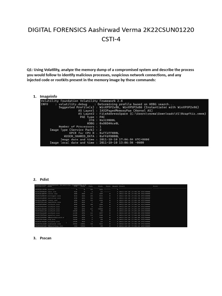 Digital Forensics: Memory Analysis Guide | PDF