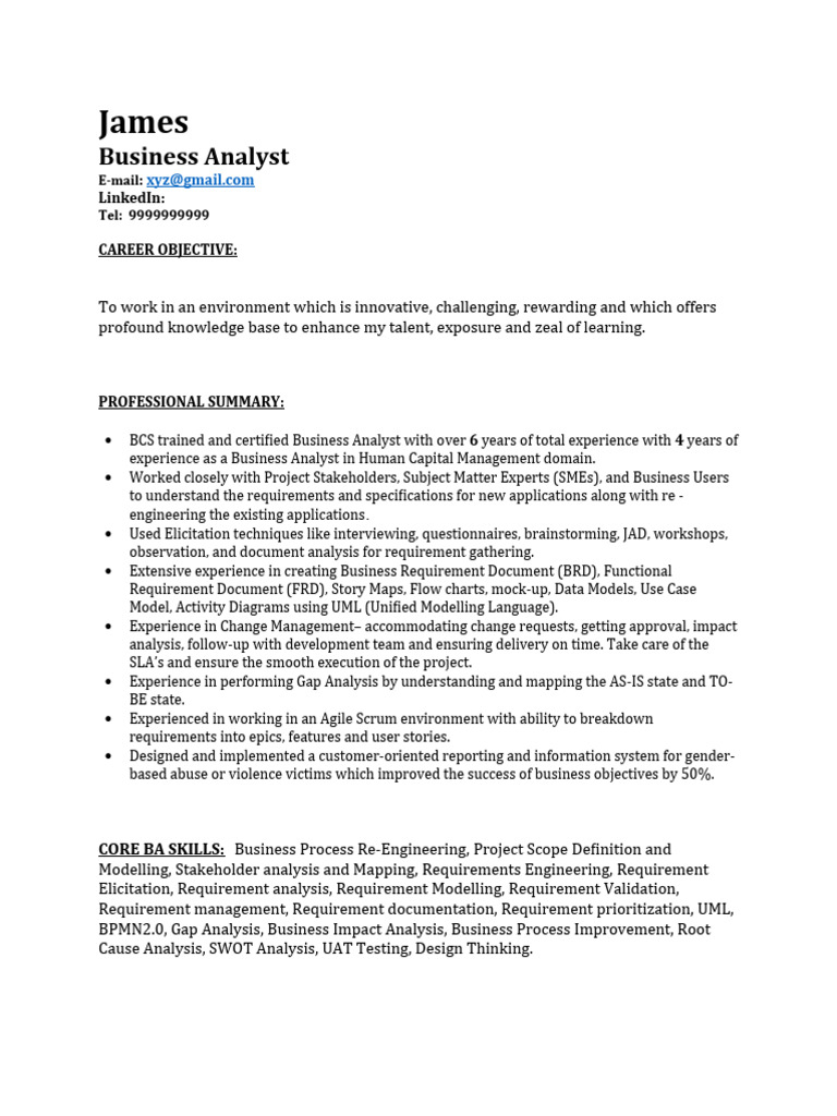 Sample Resume 3 | PDF | Use Case | Systems Thinking