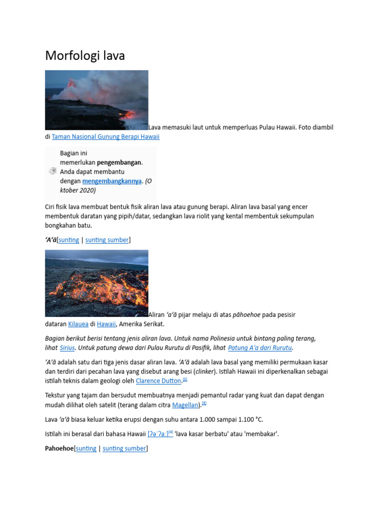 Morfologi Lava | PDF | Sains & Matematika