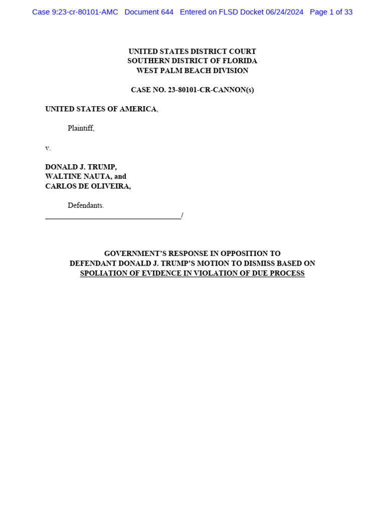 Jack Smith Filing Admitting To Cover Letteres | PDF | Justice | Crime ...