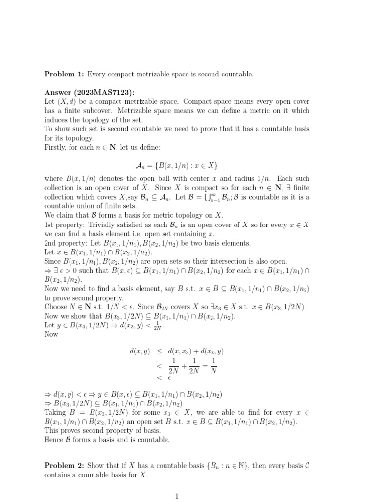 Tutorial 8 | PDF | Compact Space | Geometry