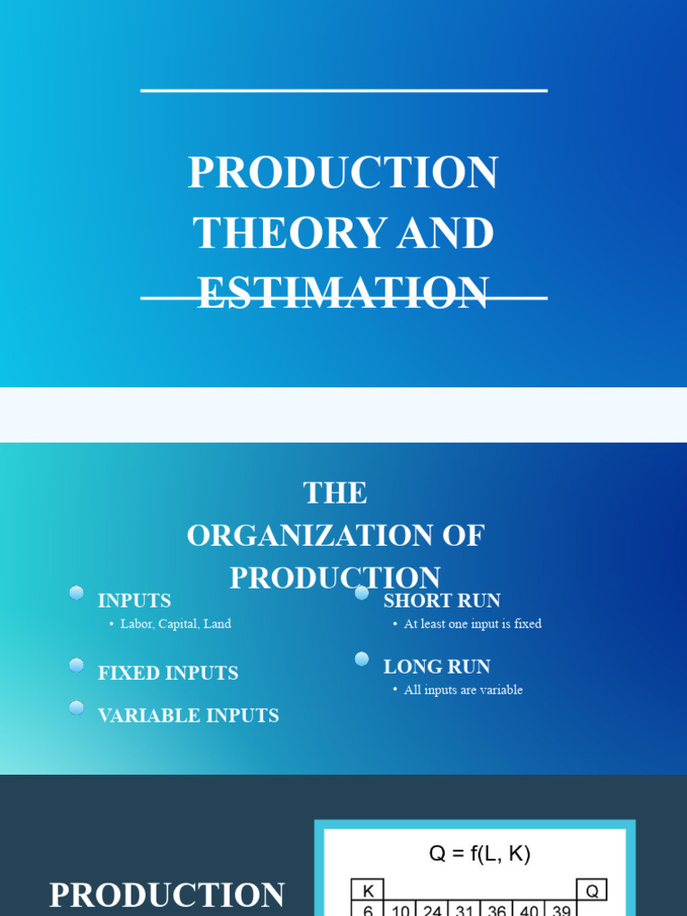 04 - Production Theory and Estimation | PDF | Production Function ...