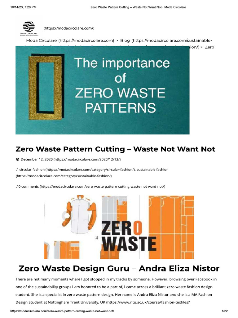 Zero Waste Pattern Cutting – Waste Not Want Not | PDF