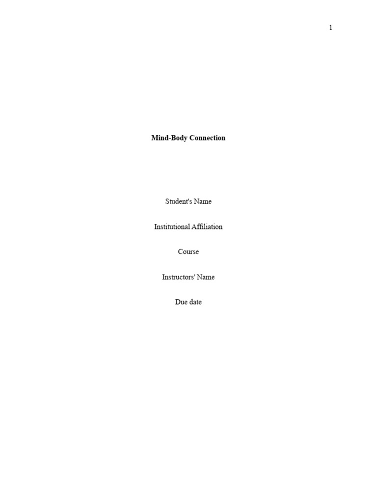 Mind Body Connection | PDF | Mind–Body Interventions | Medicine