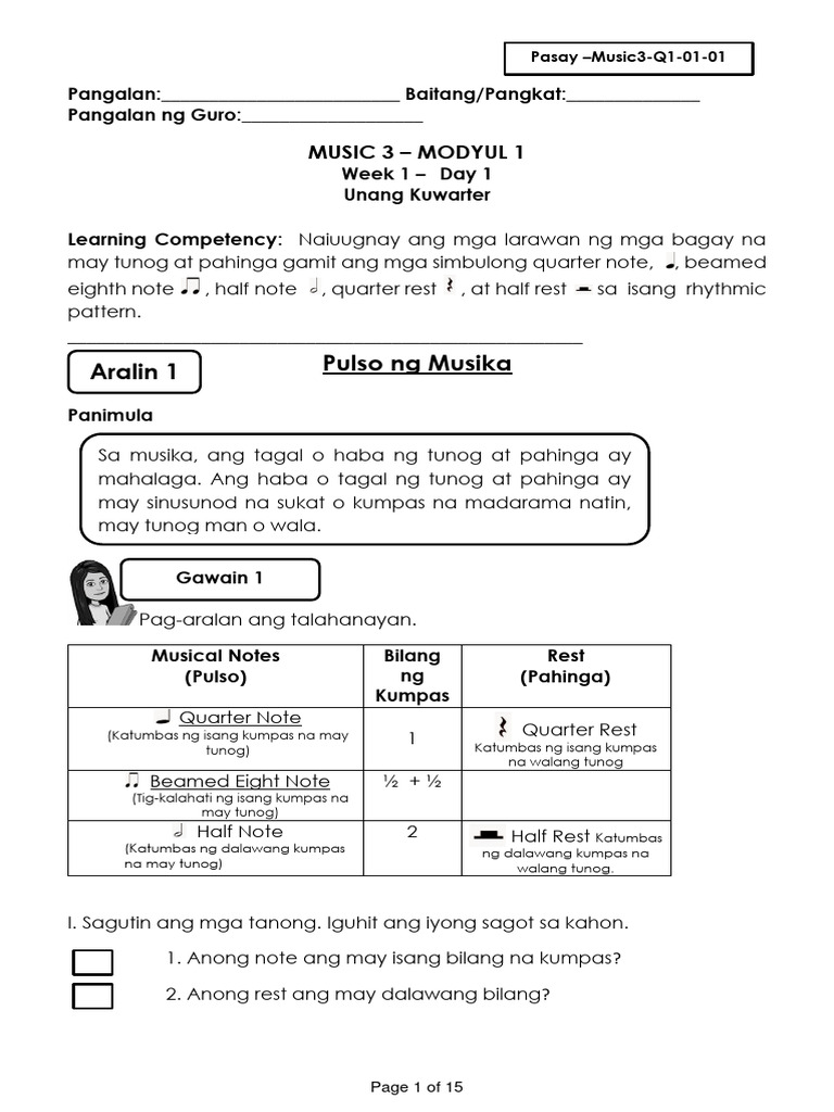 7 Pasay-Grade 3-MAPEH Q1-W1 | PDF
