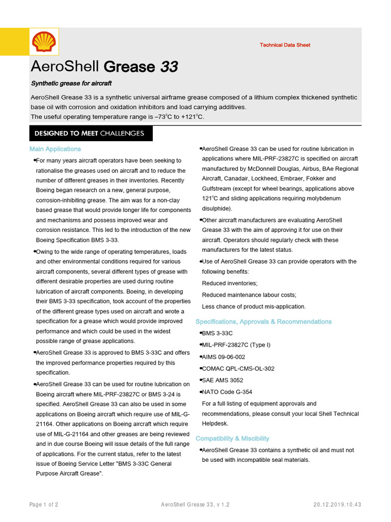 FT Aeroshell Grease 33 | Download Free PDF | Materials