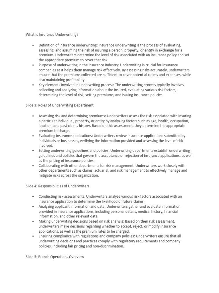 What is Insurance Underwriting | Download Free PDF | Underwriting ...