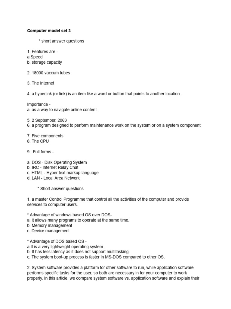 Computer model set 3 | PDF | Computer Virus | Operating System