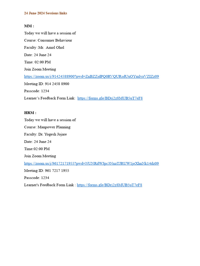 24 June 2024 Sessions List | PDF | Economies | Computing