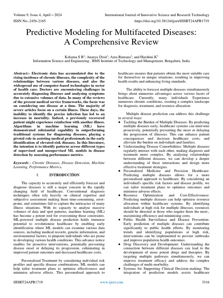 Predictive Modeling For Multifaceted Diseases: A Comprehensive Review ...