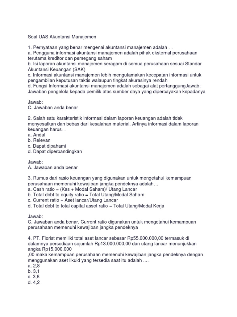 Soal UAS Akuntansi Manajemen | PDF