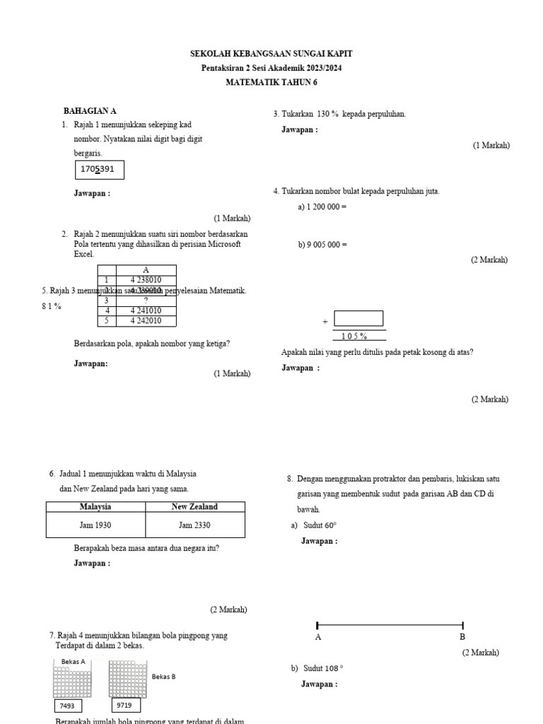 Soalan Math t6 | PDF