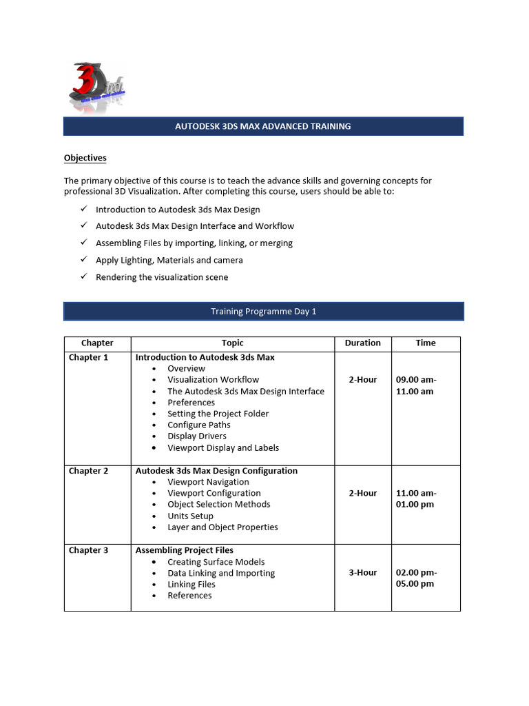 MC - Autodesk 3ds Max Advanced Training - Course Outline | PDF ...