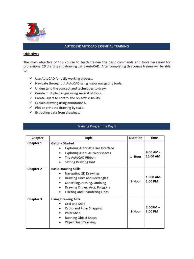 (MC) Autodesk AutoCAD Essential Training - Course Outline | PDF | Auto ...