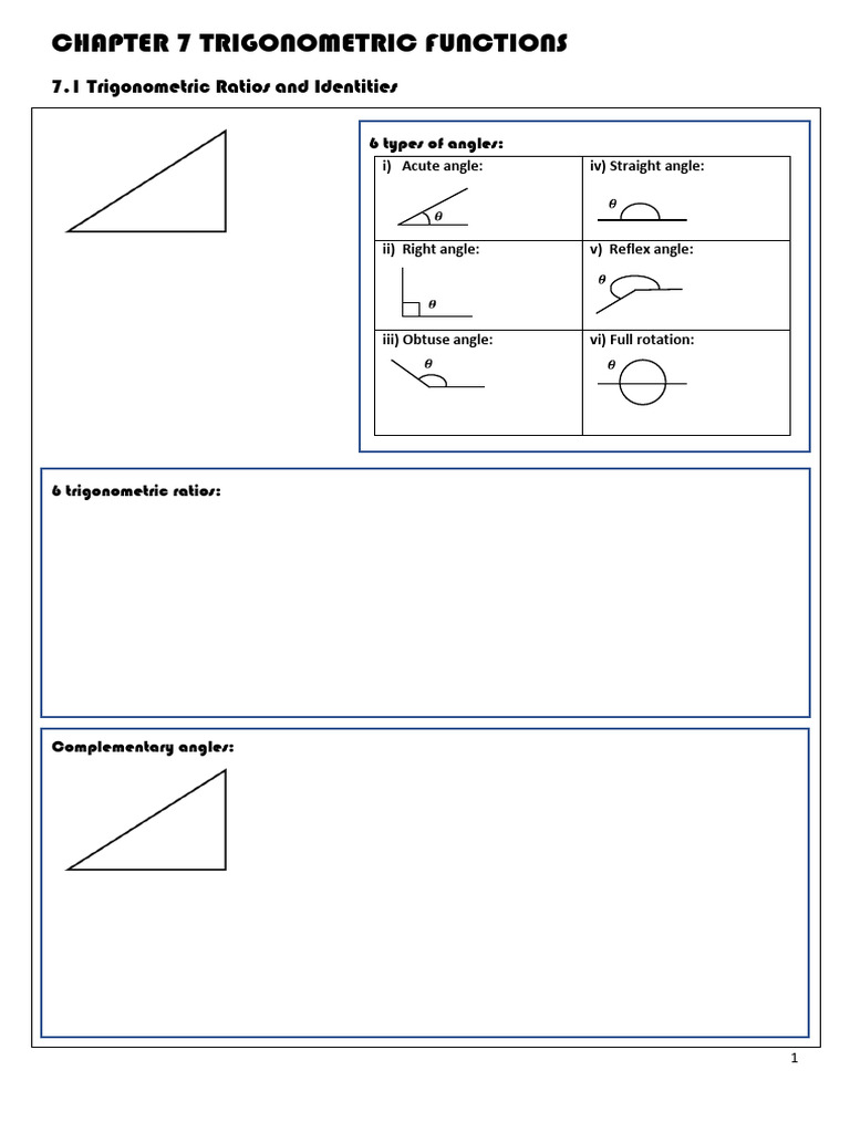 Chapter 7 Trigonometric Functions Pdf Trigonometric Functions