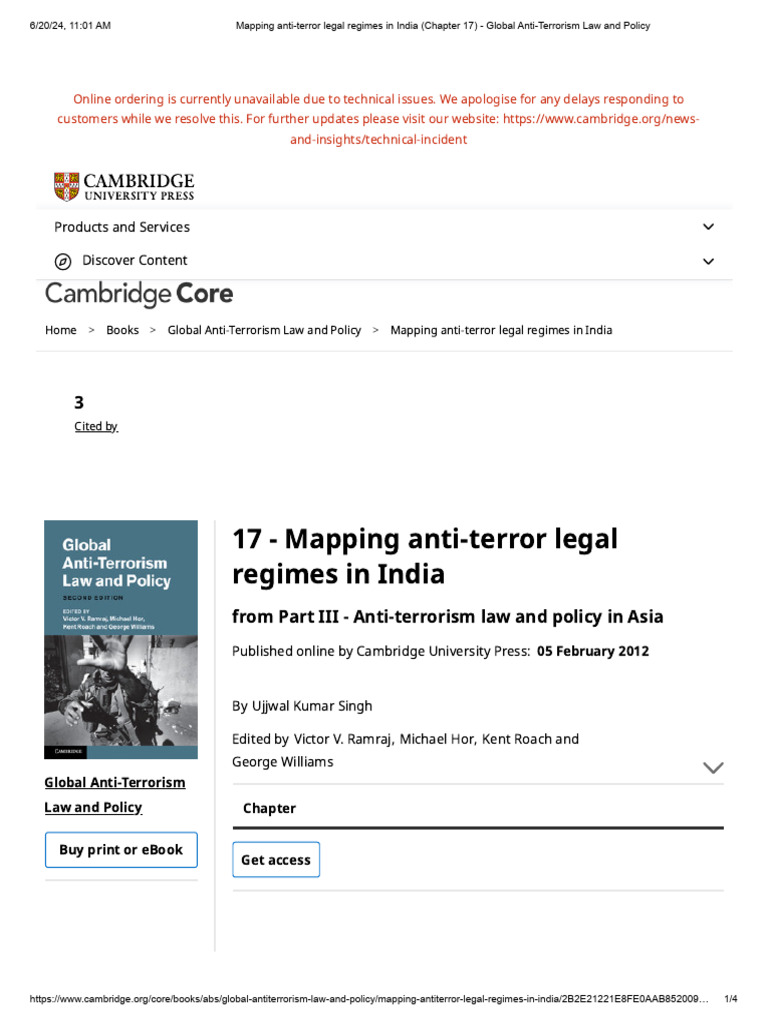 Mapping Anti-Terror Legal Regimes in India (Chapter 17) - Global Anti-Terrorism Law and Policy ...