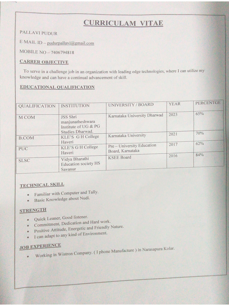 Pallavi - Profile | PDF