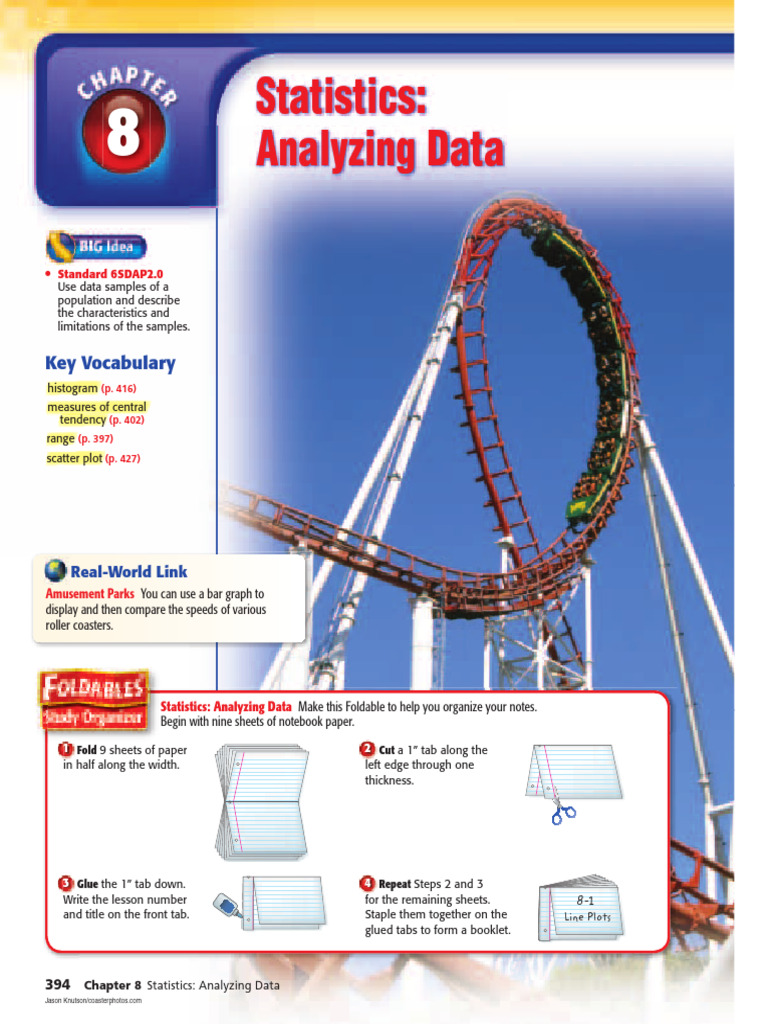 Chapter 8 California Mathematics - Grade 6-9 | PDF | Mean | Mode ...