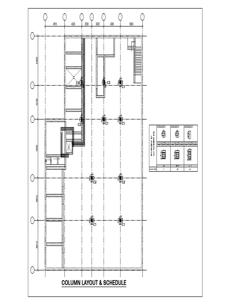 Column Layout and Schedule for 2 Storey Building | PDF