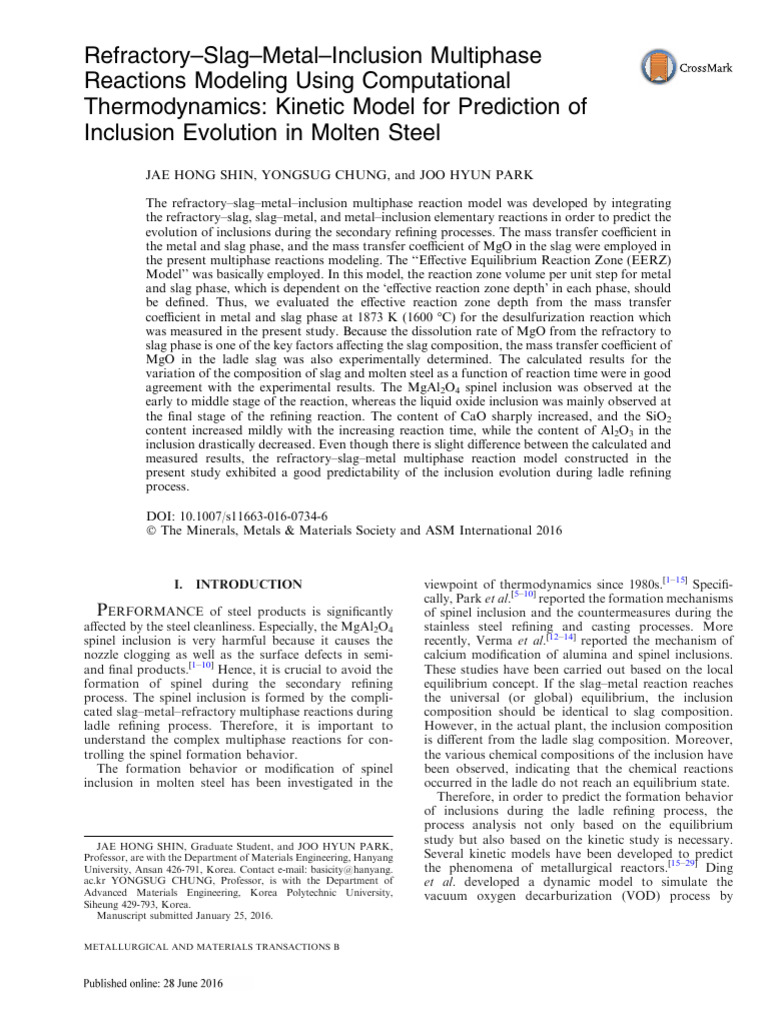Refractory-Slag-Metal-Inclusion Multiphase | PDF | Silicon Dioxide ...