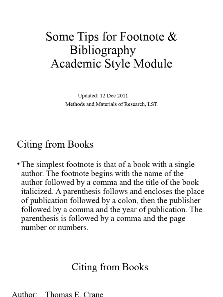 Footnote and Bibliography Citation Guide | PDF | Citation | Second ...