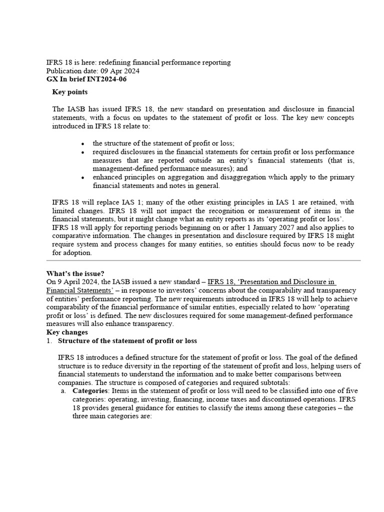 PWC IFRS 18 Summary | PDF | International Financial Reporting Standards ... PWC IFRS 18 Summary | PDF | International Financial Reporting Standards ...