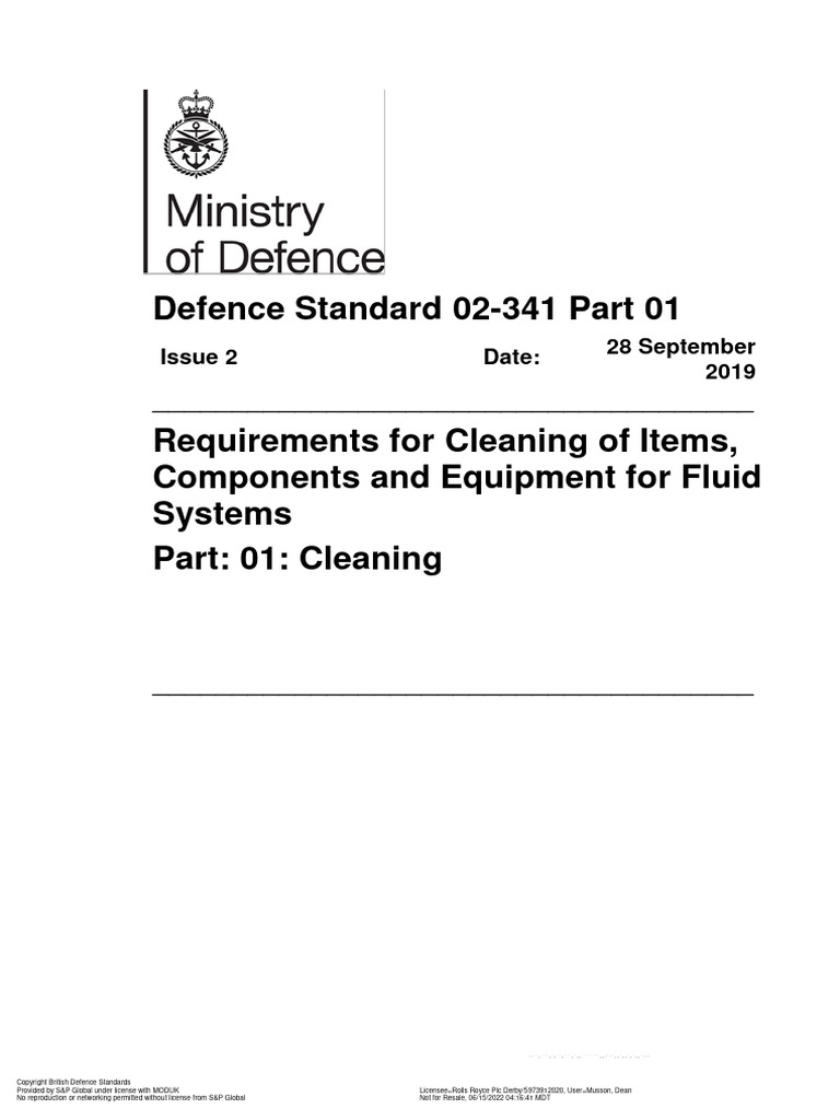 DEF - STAN 02-341 Part1 | PDF | Pipe (Fluid Conveyance) | Water
