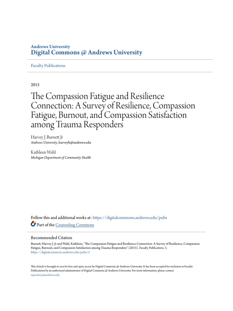 The Compassion Fatigue and Resilience Connection- A Survey of ...