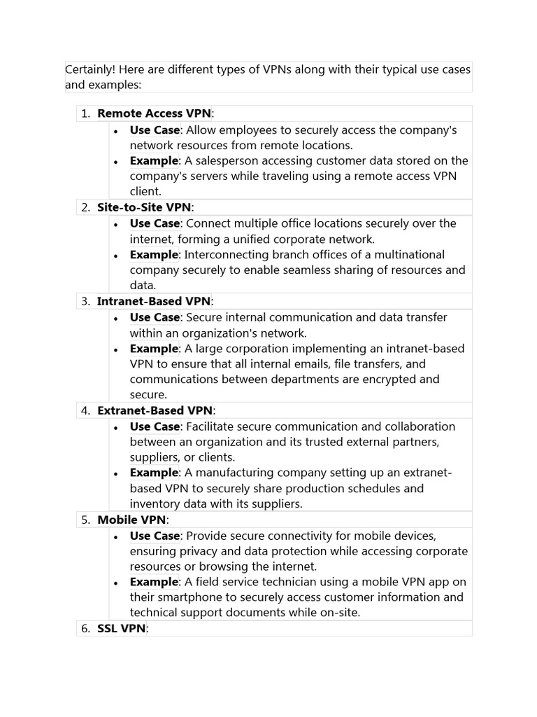 VPN Use Cases | PDF | Virtual Private Network | Computer Network
