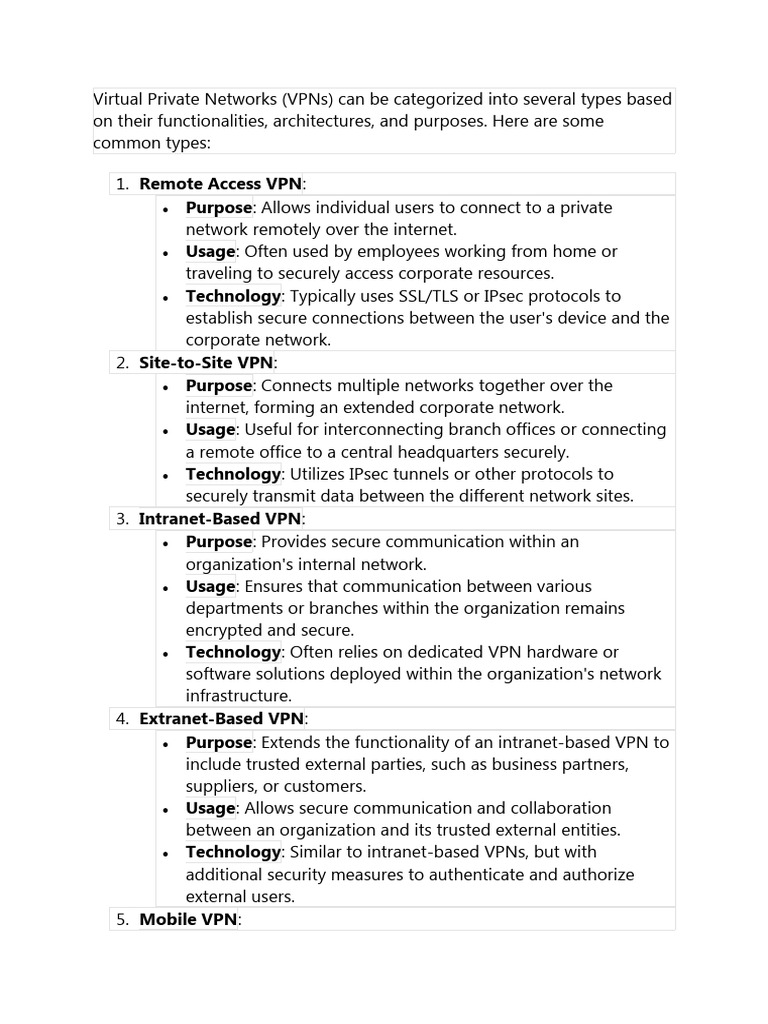 VPN Types | PDF | Virtual Private Network | Computer Network