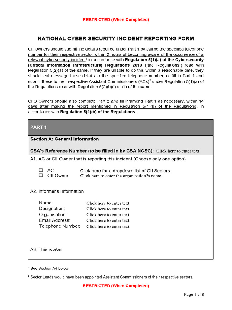 National Cyber Security Incident Reporting Form | Download Free PDF | Security | Computer Security