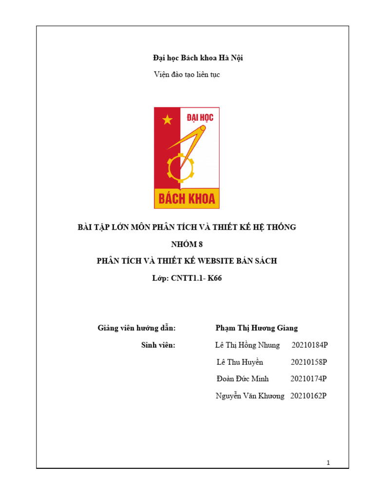 Nhóm 8 Bài tập lớn PTTKHT | PDF