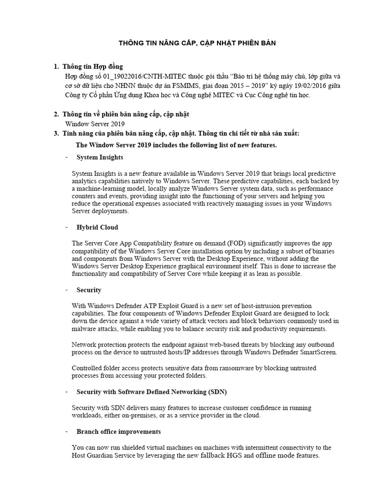 1.1. Thong Tin Nang Cap - Win2019 | PDF | Hyper V | Computer Network