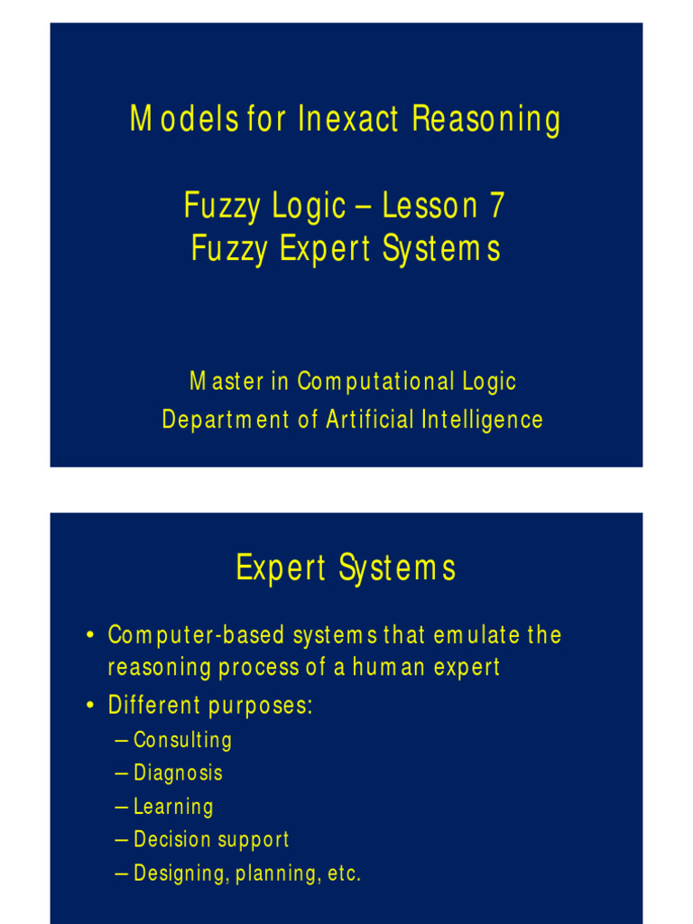 Fuzzy Expert Systems | PDF | Inference | Fuzzy Logic