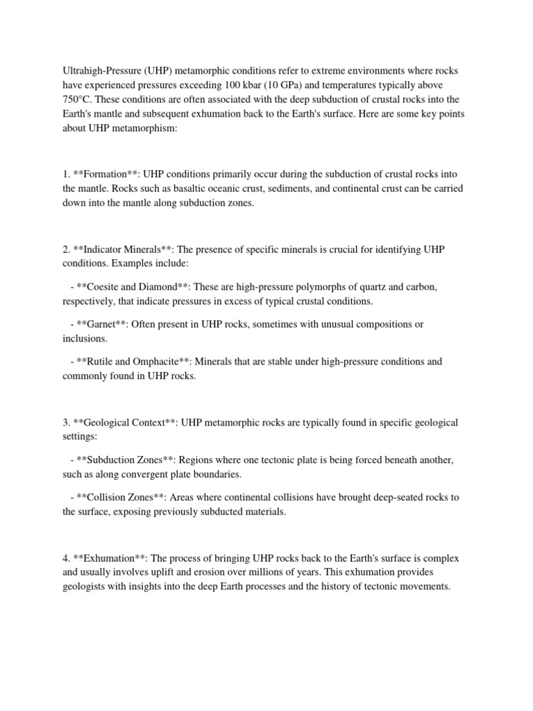 uhp | Download Free PDF | Rock (Geology) | Structure Of The Earth