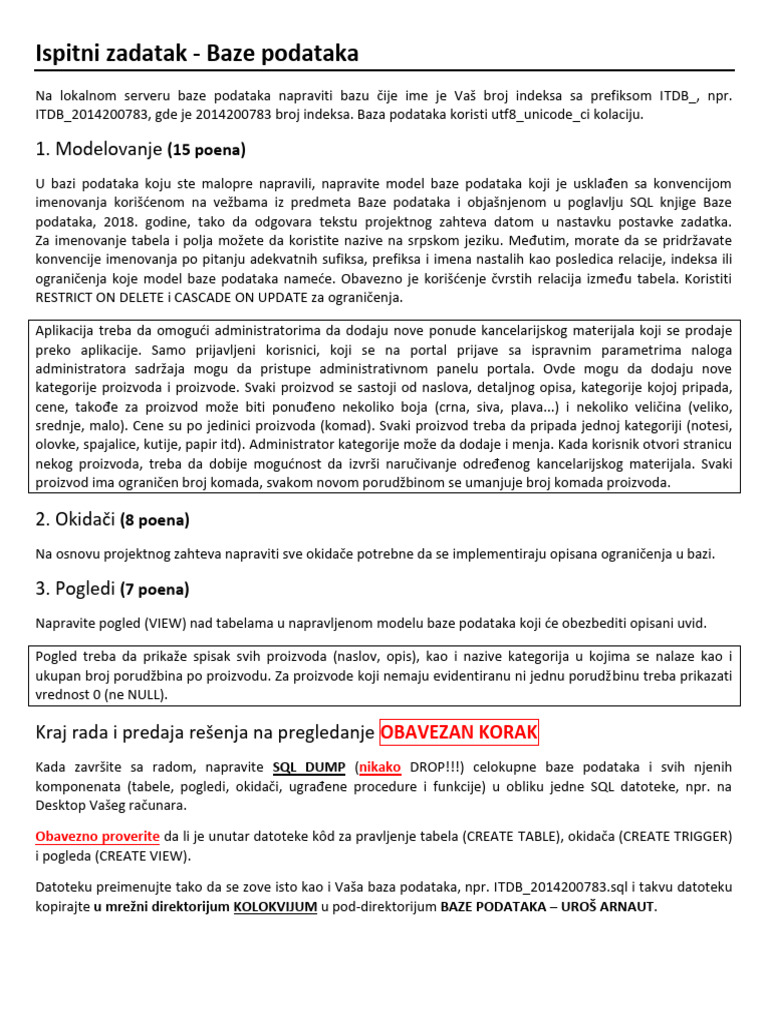 Baze Podataka - Jun - 2020 | PDF